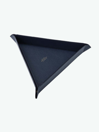 Smythson Large Triangle Trinket Tray in Panama in navy