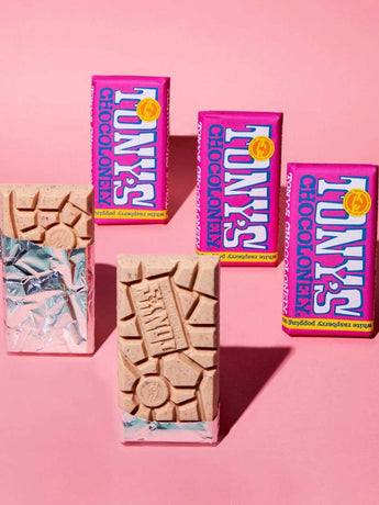 Tony's Chocolonely White Raspberry Popping Candy 28%